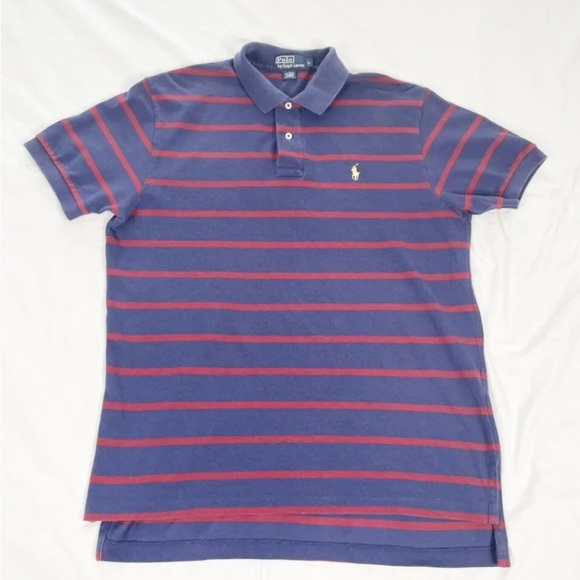 Polo Ralph Lauren | Shirts | Vtg Polo Ralph Lauren Mens Blue Striped Short Sleeve Polo Shirt ...